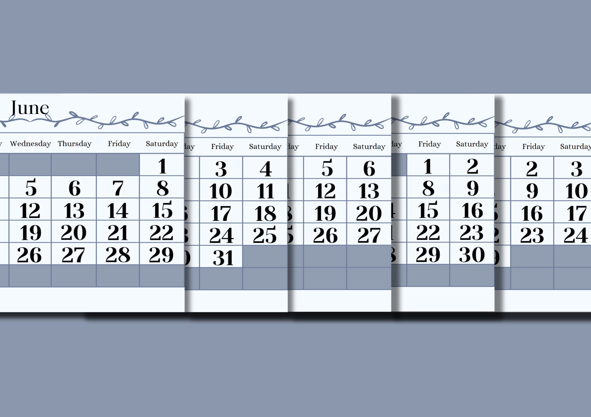 2024 Aesthetic Digital Calendar - Blue - Etsy