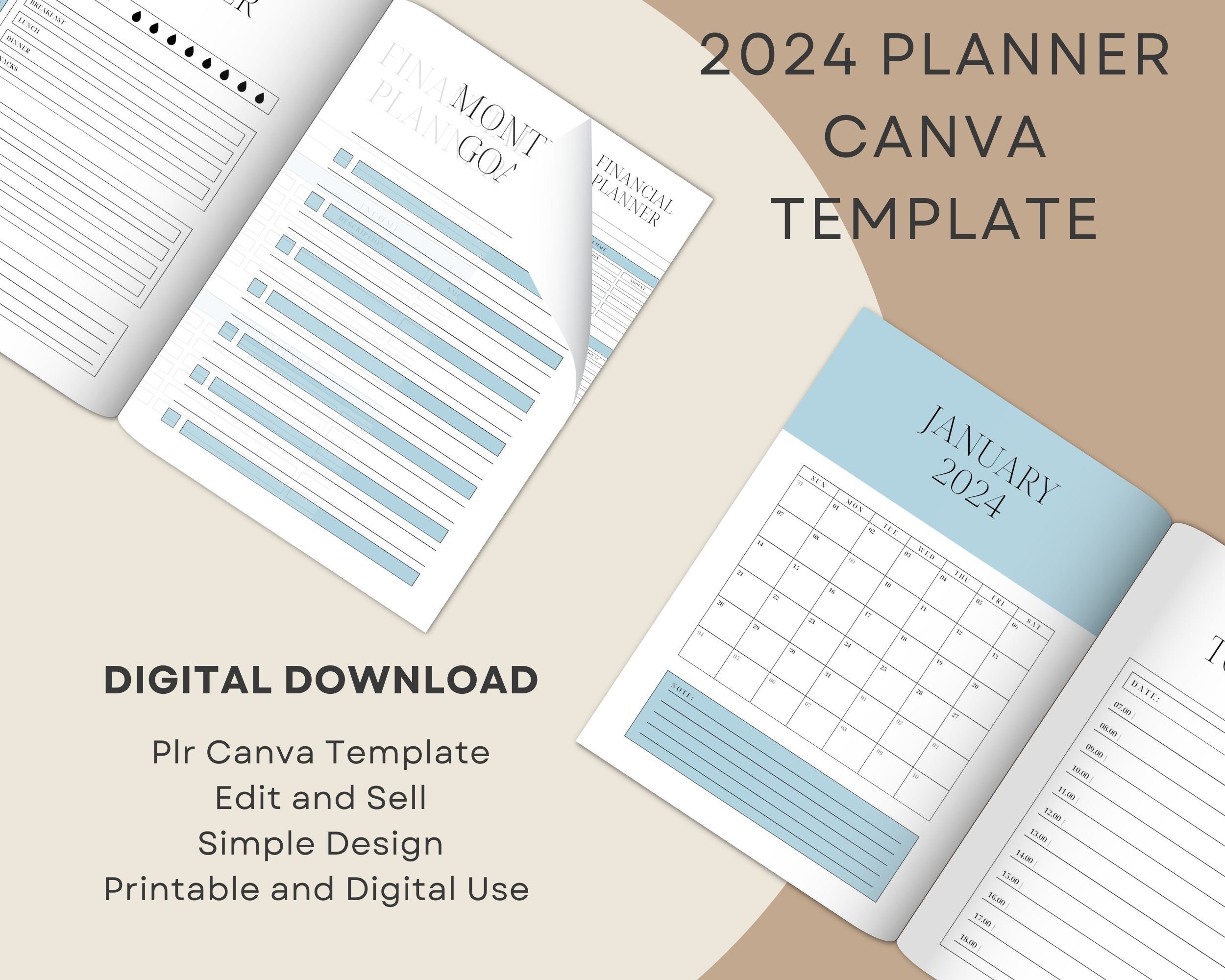 2024 Digital Planner, 2024 Digital Planner for Goodnotes, Portrait ...