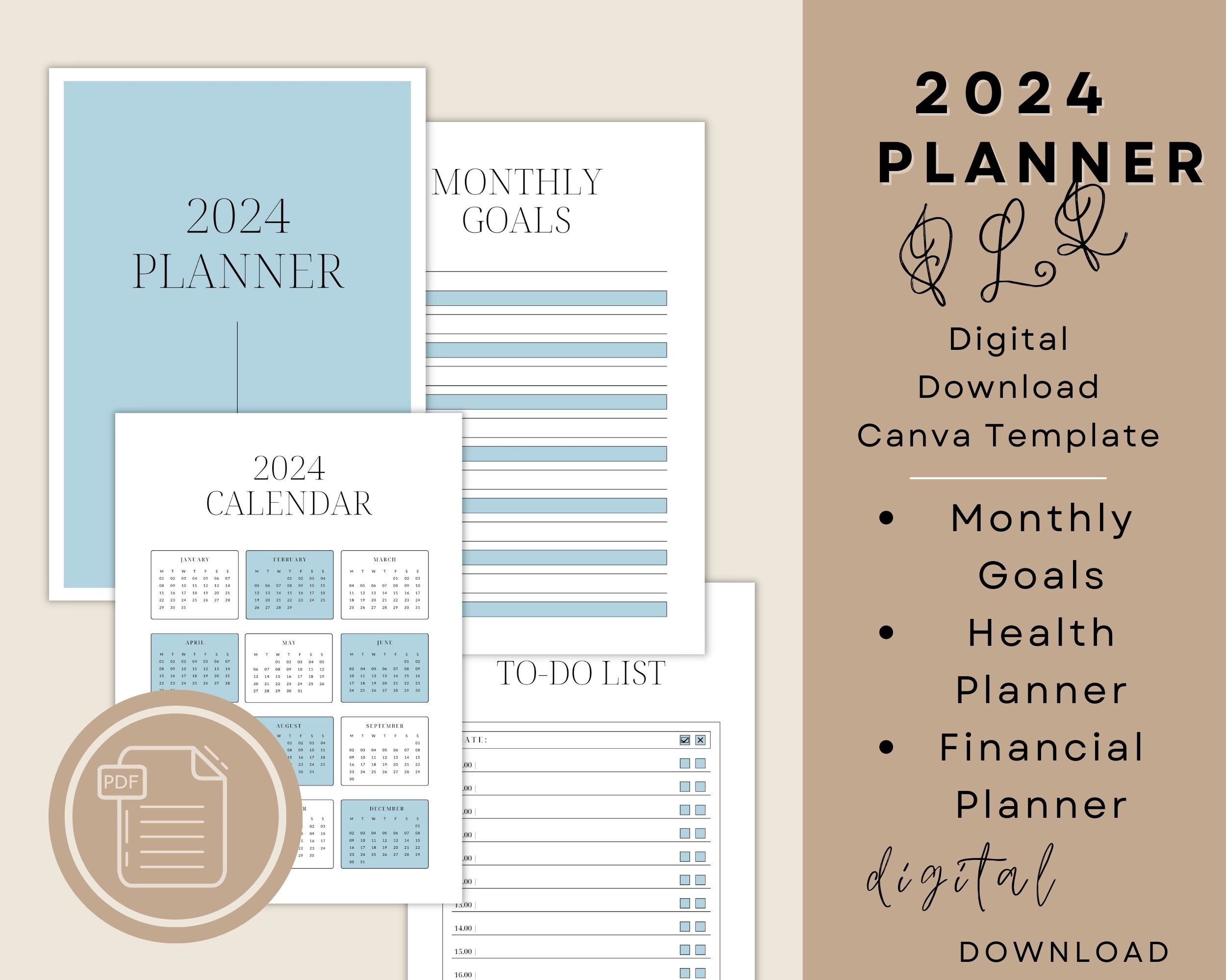 2024 Digital Planner, 2024 Digital Planner for Goodnotes, Portrait ...