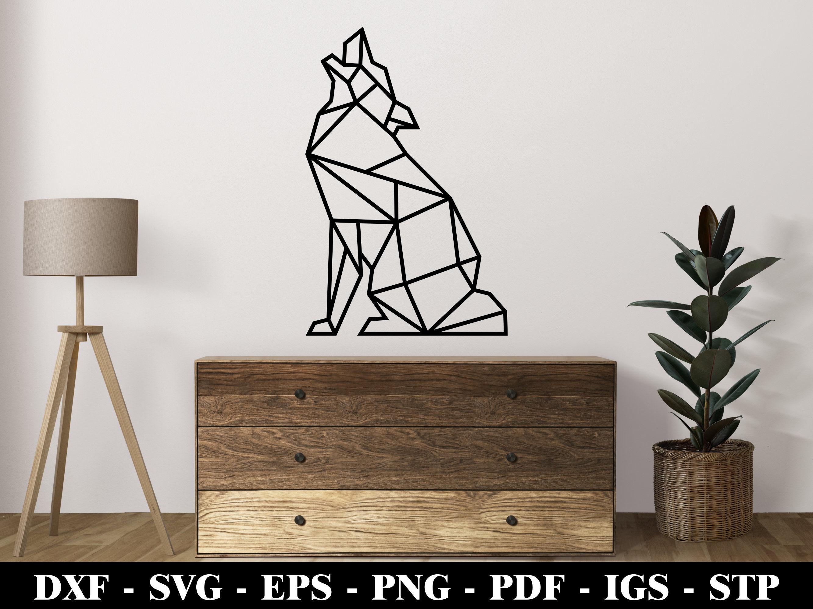 Geometric Wolf Portrait DXF, Wolf Svg, Digital Files for Laser Cutting ...