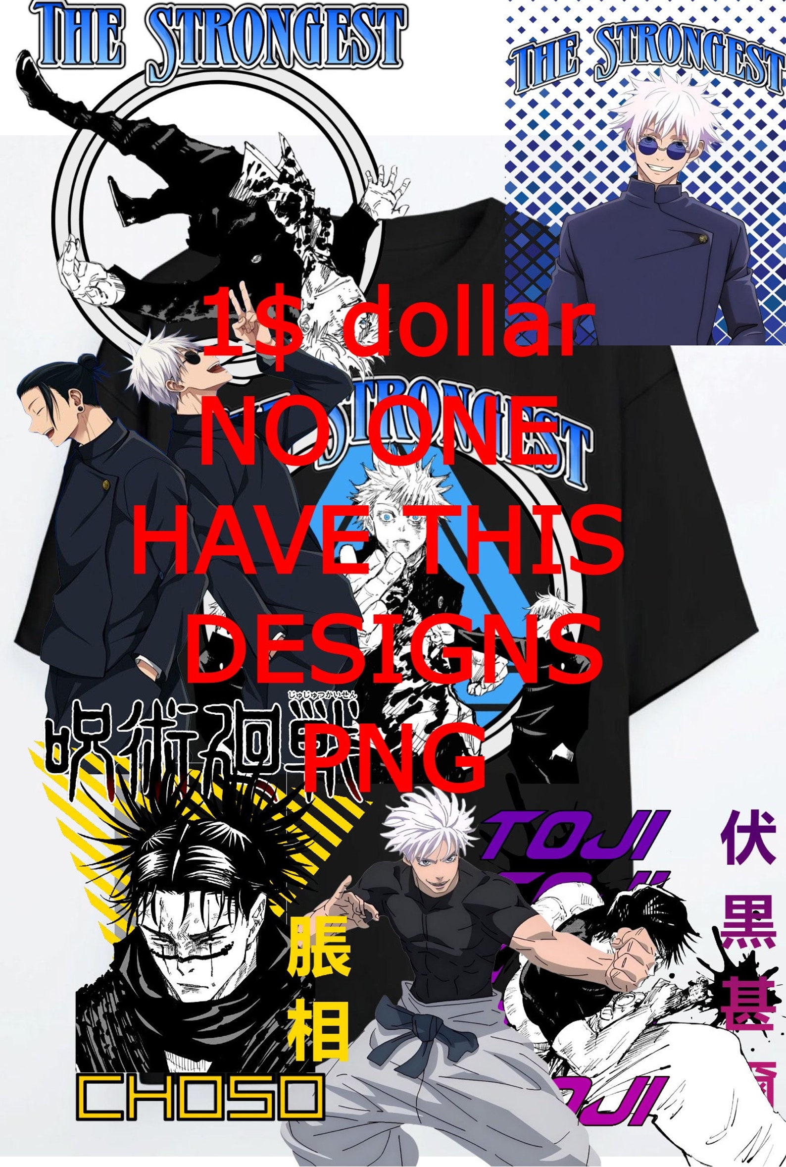 50 One Dollar Newest Jujutsu KAISEN Anime High Quality T-shirt Design ...