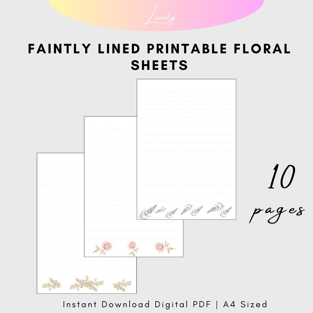 Faintly Lined Printable Leaflet Sheets for Journal Diary Notepad - Etsy
