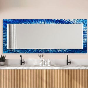 Blue Sunburst Glass Wall Mirror: Radiant Modern Decor - Etsy