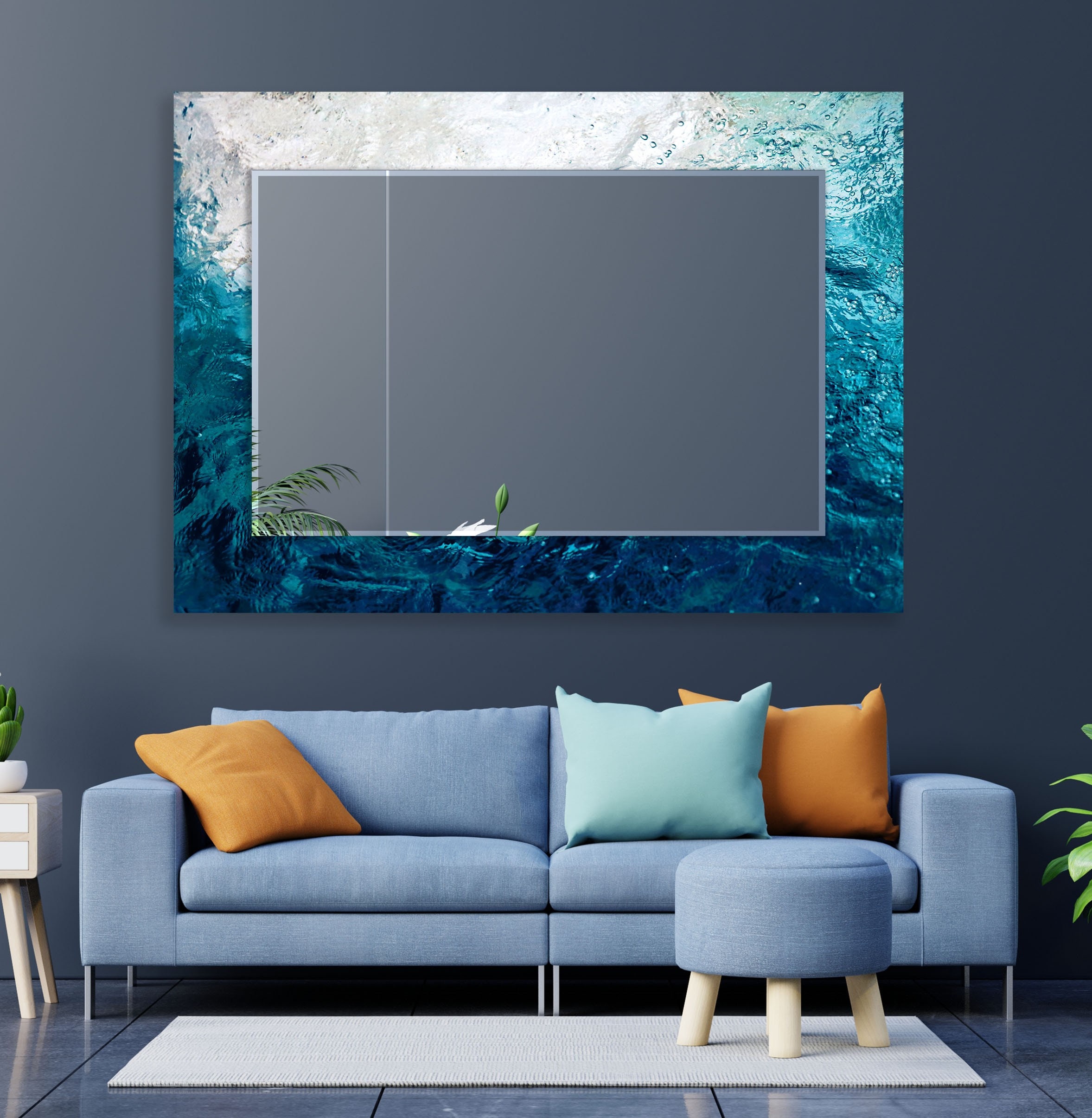 Ocean Wave Tempered Glass Wall Mirror: Coastal Blue Beach Decor - Etsy