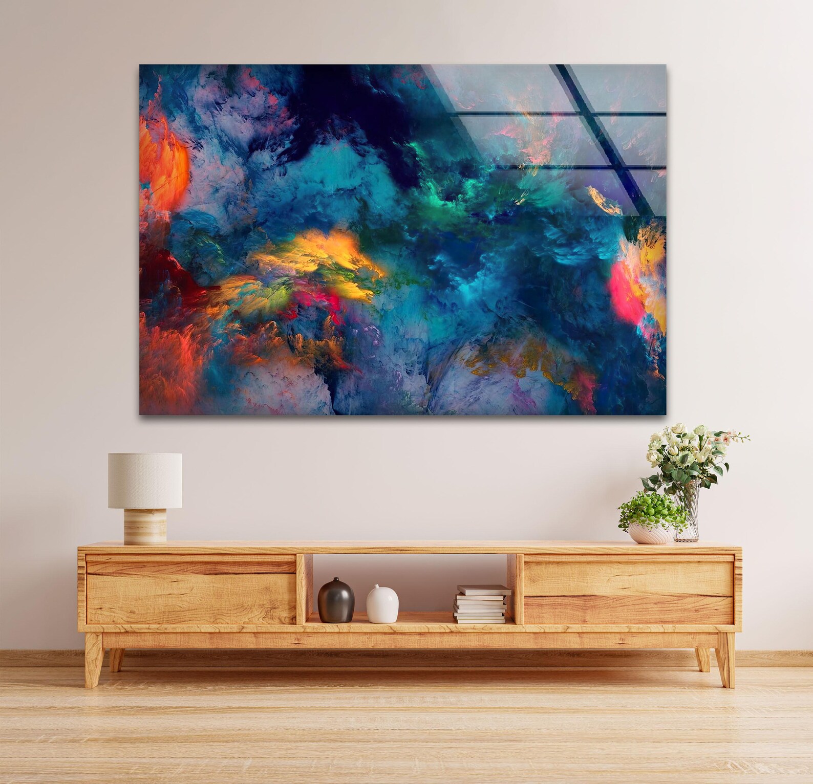 Abstract Cloud Texture Glass Wall Art: Modern Expressionist Print - Etsy