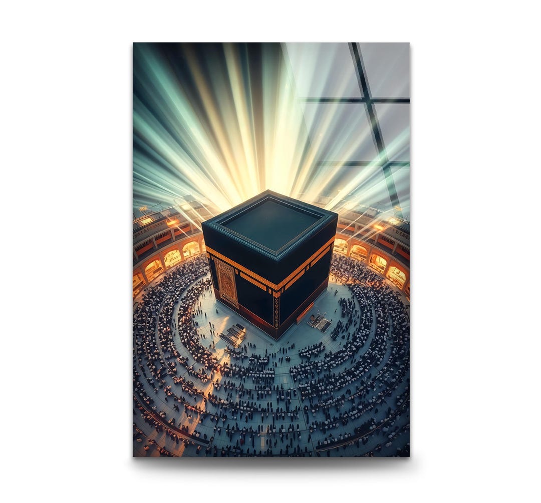 Radiant Kaaba Glass Wall Art – Mecca Islamic Wall Decor, Spiritual ...