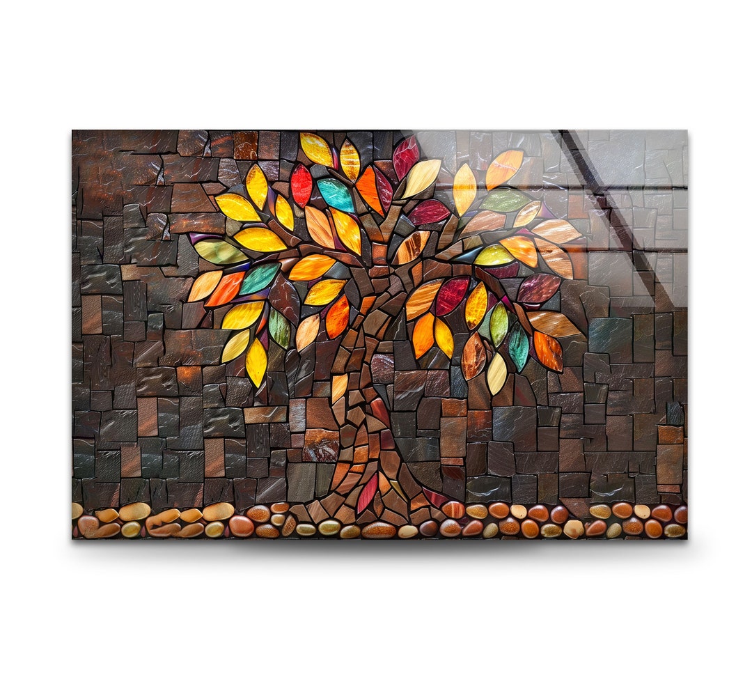 Mosaic Tree of Life Glass Wall Art – Colorful Stained Glass Prints ...