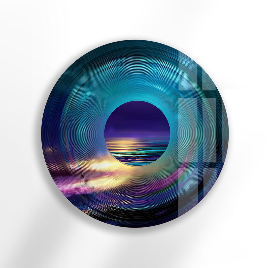 Ocean Portal Glass Wall Art: Turquoise Purple Seascape, Coastal Decor ...