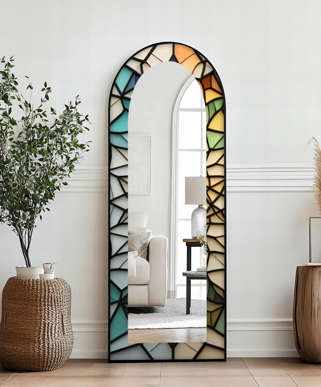 Geometric Arch Full Length Mirror: Colorful Tempered Glass - Etsy
