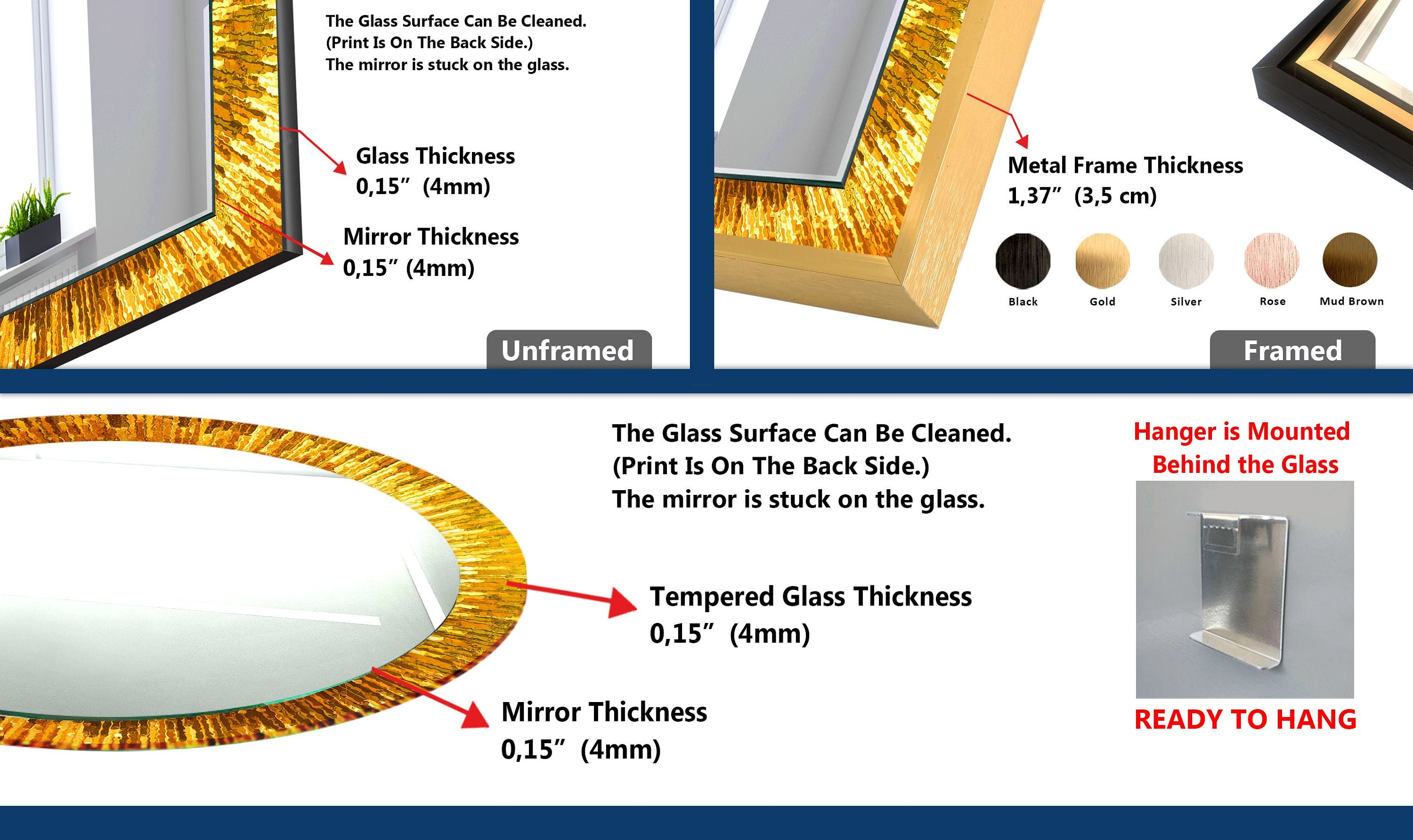 Tempered Glass Mirror Wall Decor for Bathroom Mirror-glass Wall Mirror ...