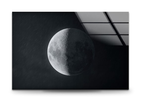 Glass Moon Phases Print Glass Framed Moon Phases Art, 12x24