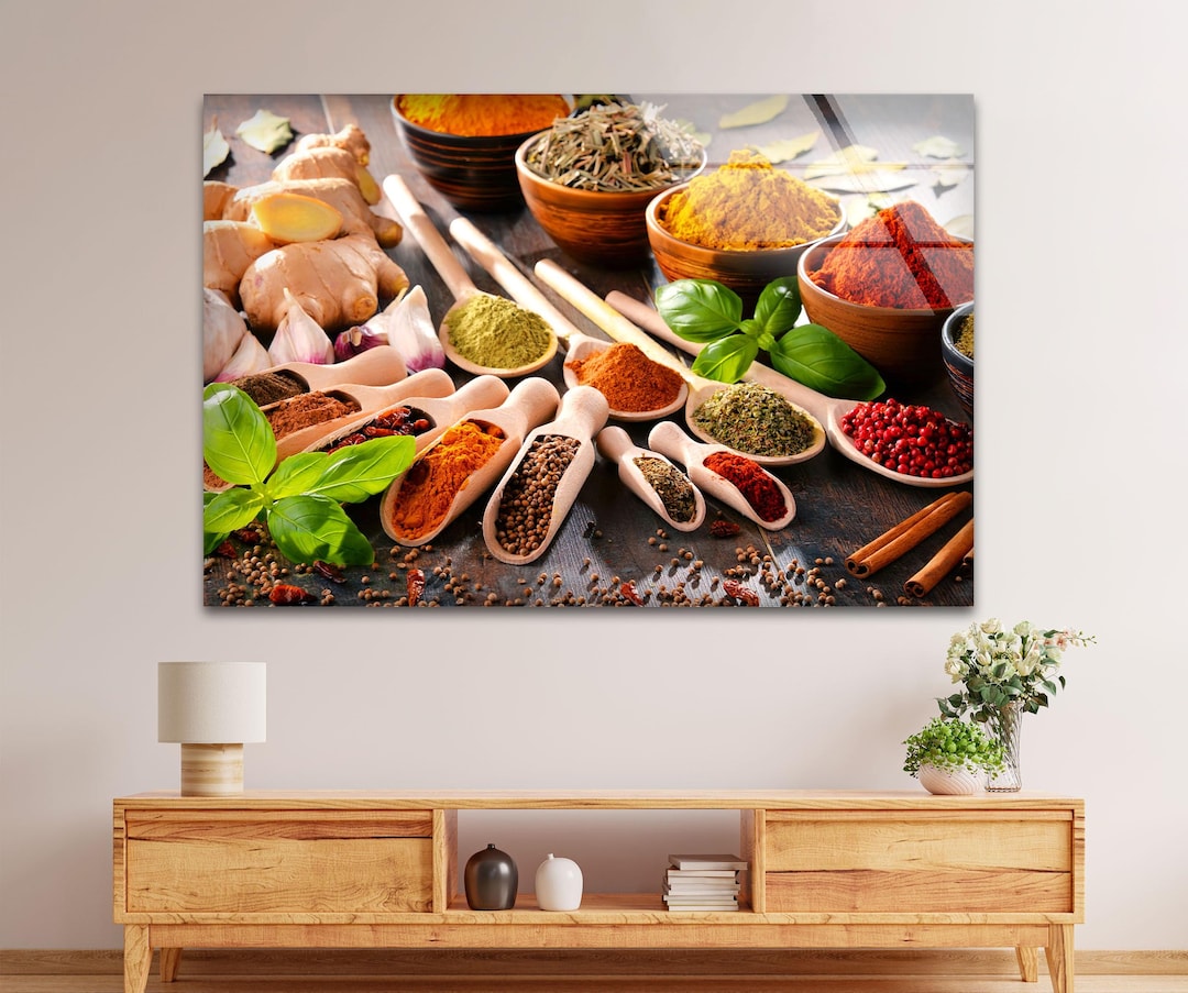 Spice Glass Wall Art: Gourmet Kitchen Decor - Etsy