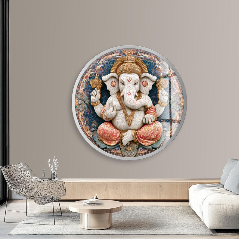 Ganesh Mosaic Glass Wall Art: Hindu Spiritual Decor - Etsy