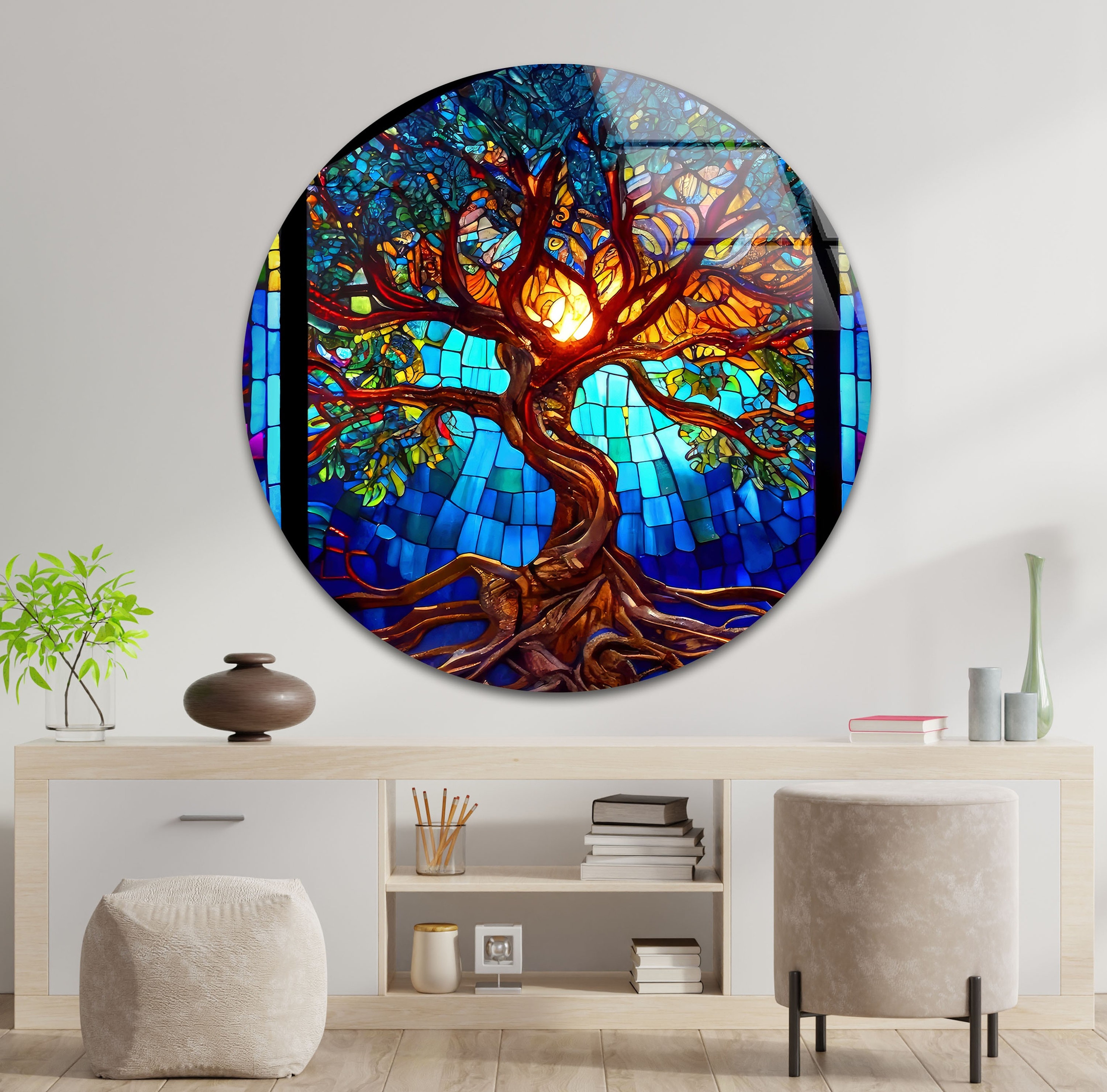 Tree of Life Glass Wall Art: Stained Look, Boho Home Decor - Etsy UK