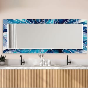 Blue Abstract Wall Mirror: Modern Tempered Glass Decorative Frame - Etsy