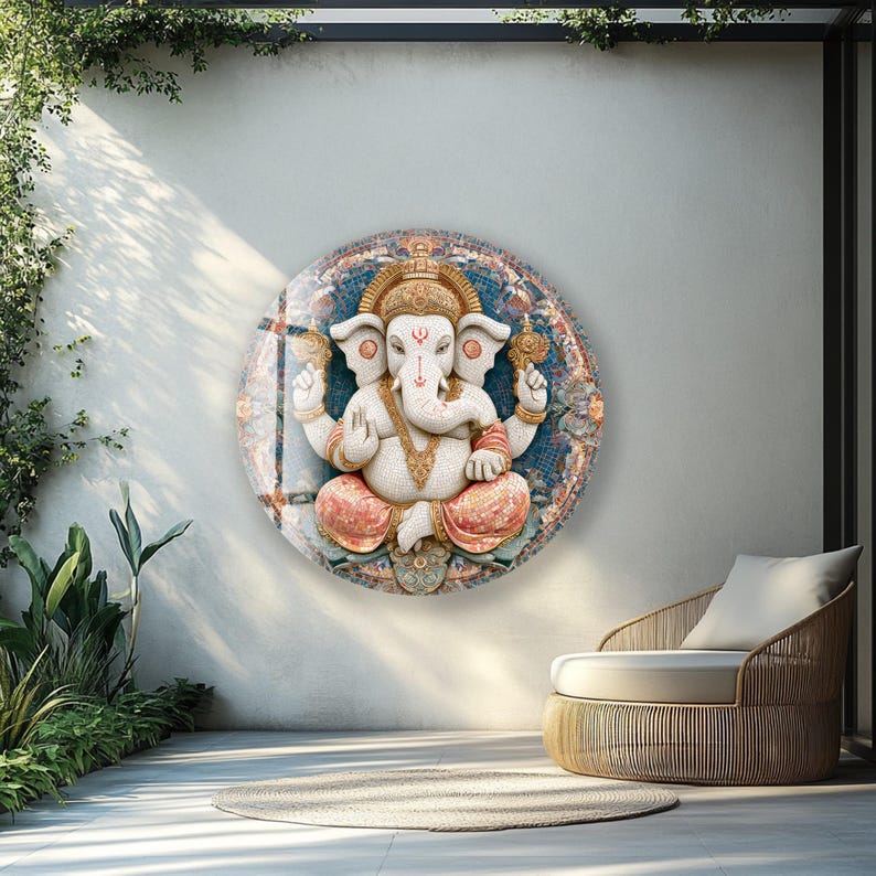 Ganesh Mosaic Glass Wall Art: Hindu Spiritual Decor - Etsy