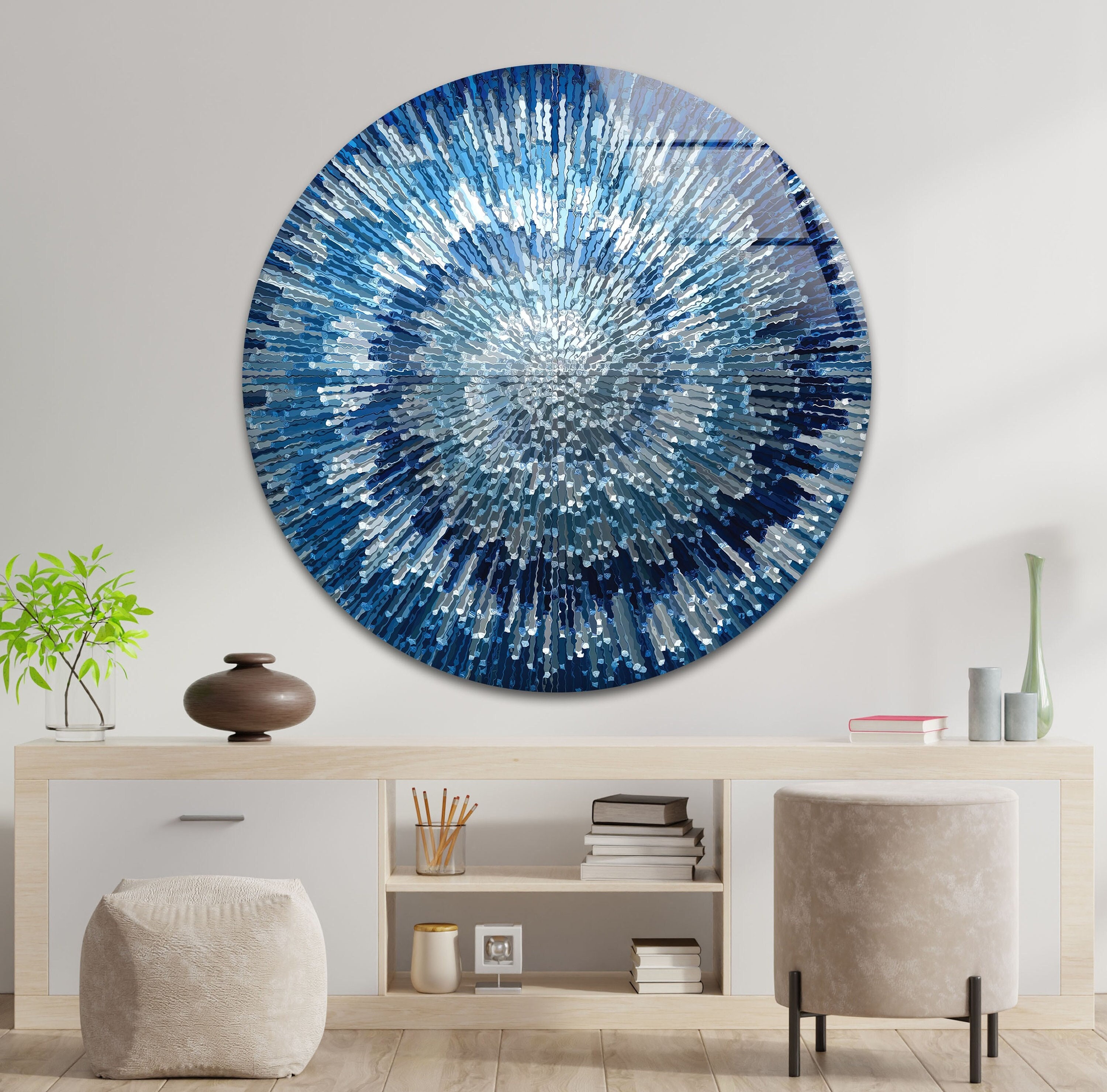 discount wholesale online Silver round relief painting round wall art ...