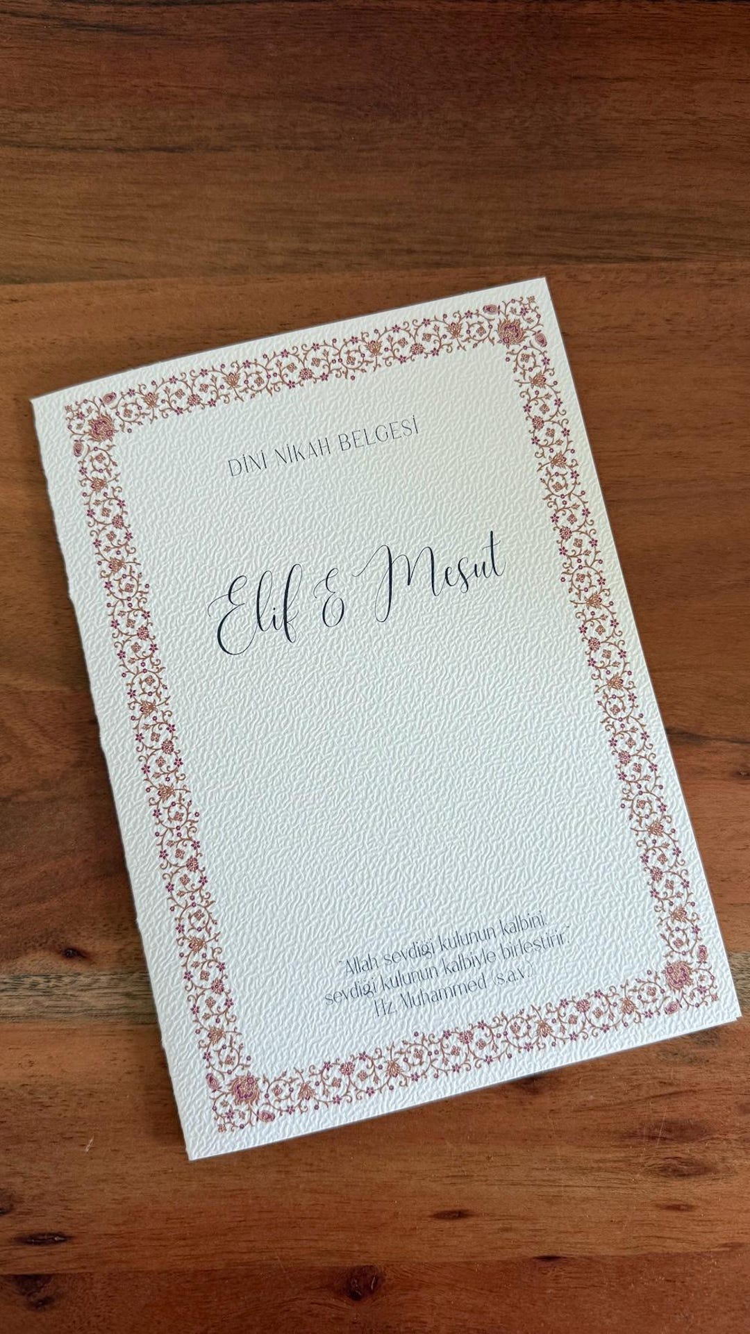 Customizable Islamic Nikah Certificate | Dini Nikah Belgesi A5 ...