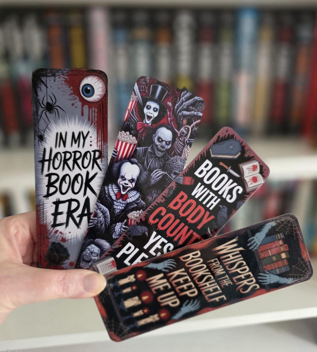 Horror Themed Bookmark: Book Lover Gift, Double-sided Page Marker - Etsy