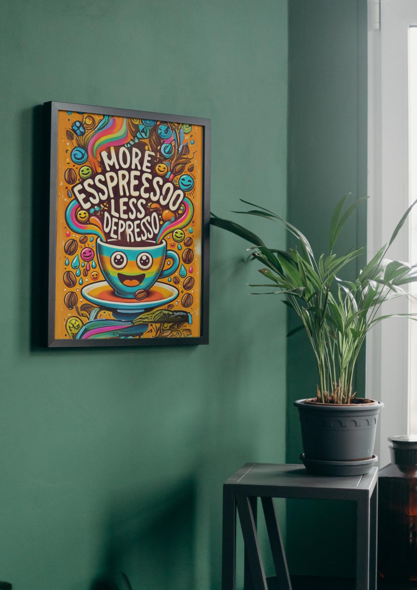 More Espresso Less Depresso Coffee Poster | Coffee Clipart Printable ...