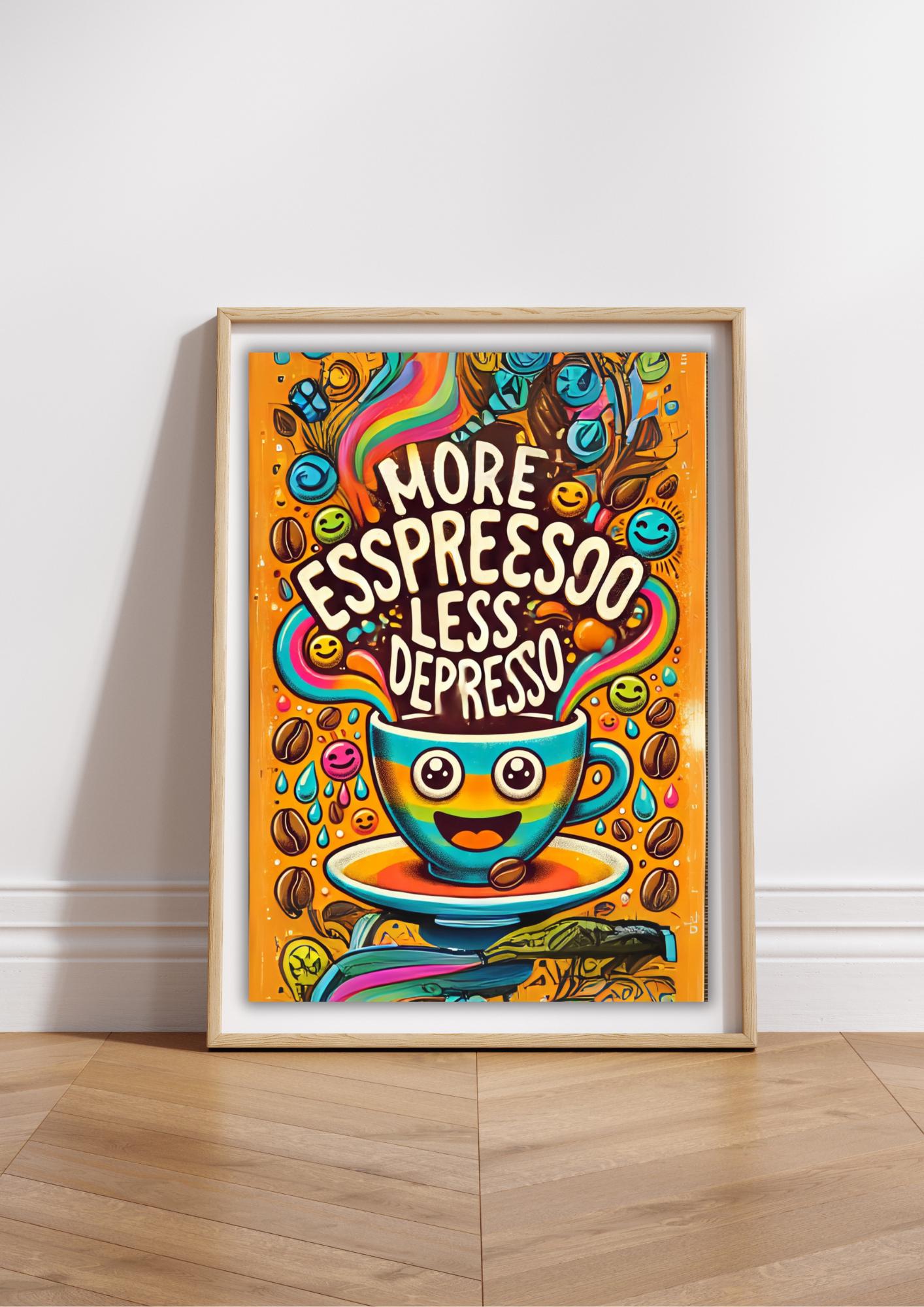More Espresso Less Depresso Coffee Poster | Coffee Clipart Printable ...