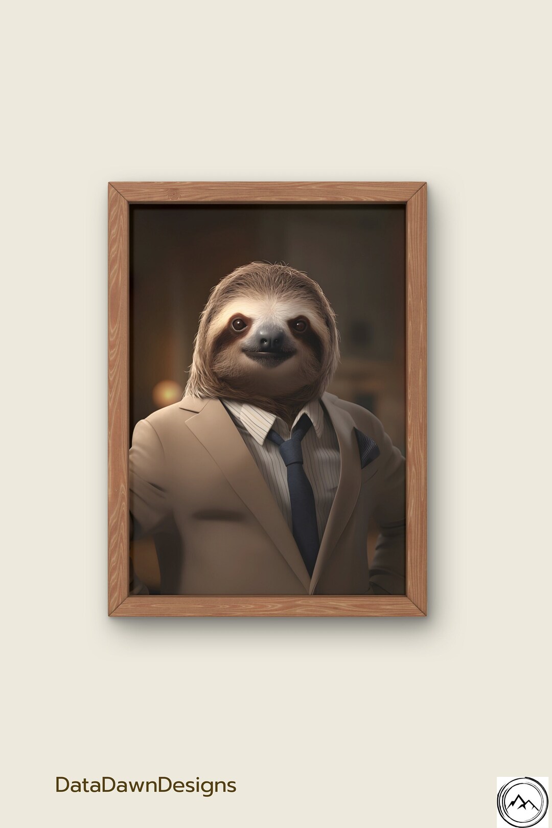 Animal Portrait Printable Wallart Sloth Art Digital Download Slothful ...