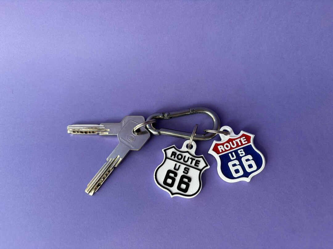 Route 66 Keychain Black/white, American Highway Keychain, Bikers ...