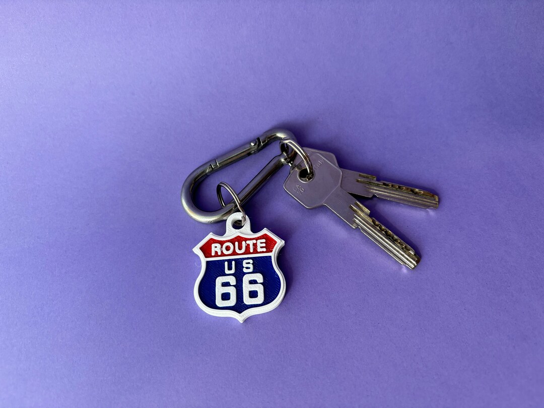 Route 66 Keychain Colored, American Highway Keychain, Bikers Keychain ...