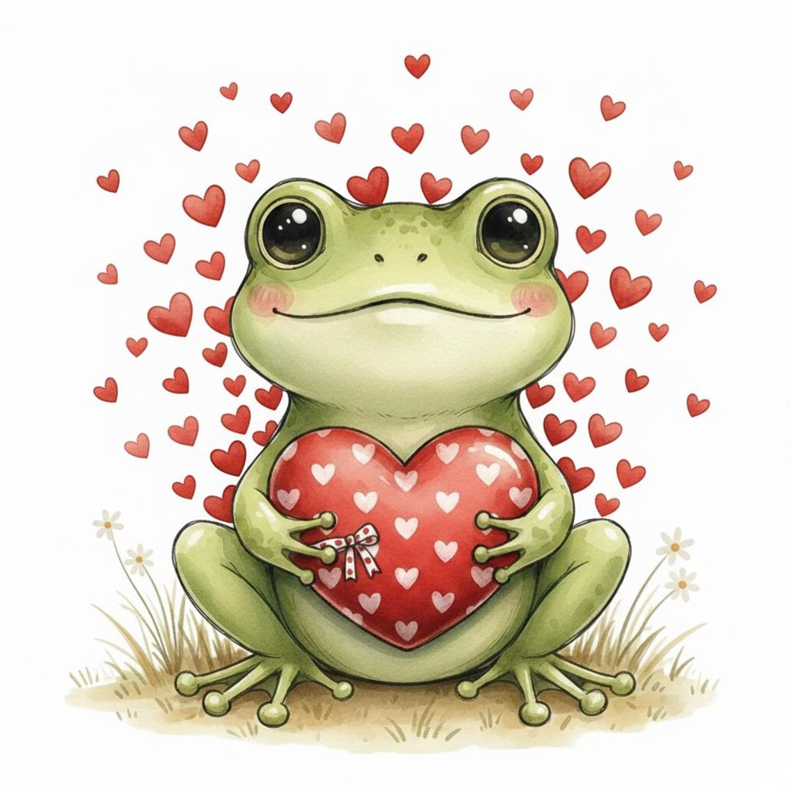 Cute Frog With Heart Clipart, Nursery Wall Art, Digital Download for ...