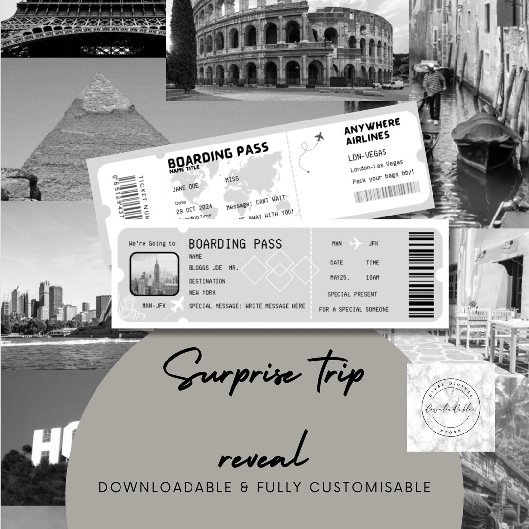 Digital Surprise Personalised Boarding Pass Unique Gift Special ...