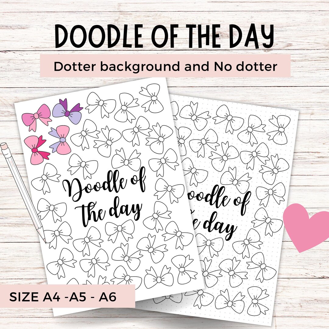 Coquette Bow Doodle of the Day | Printable Journal Page | Daily Drawing ...
