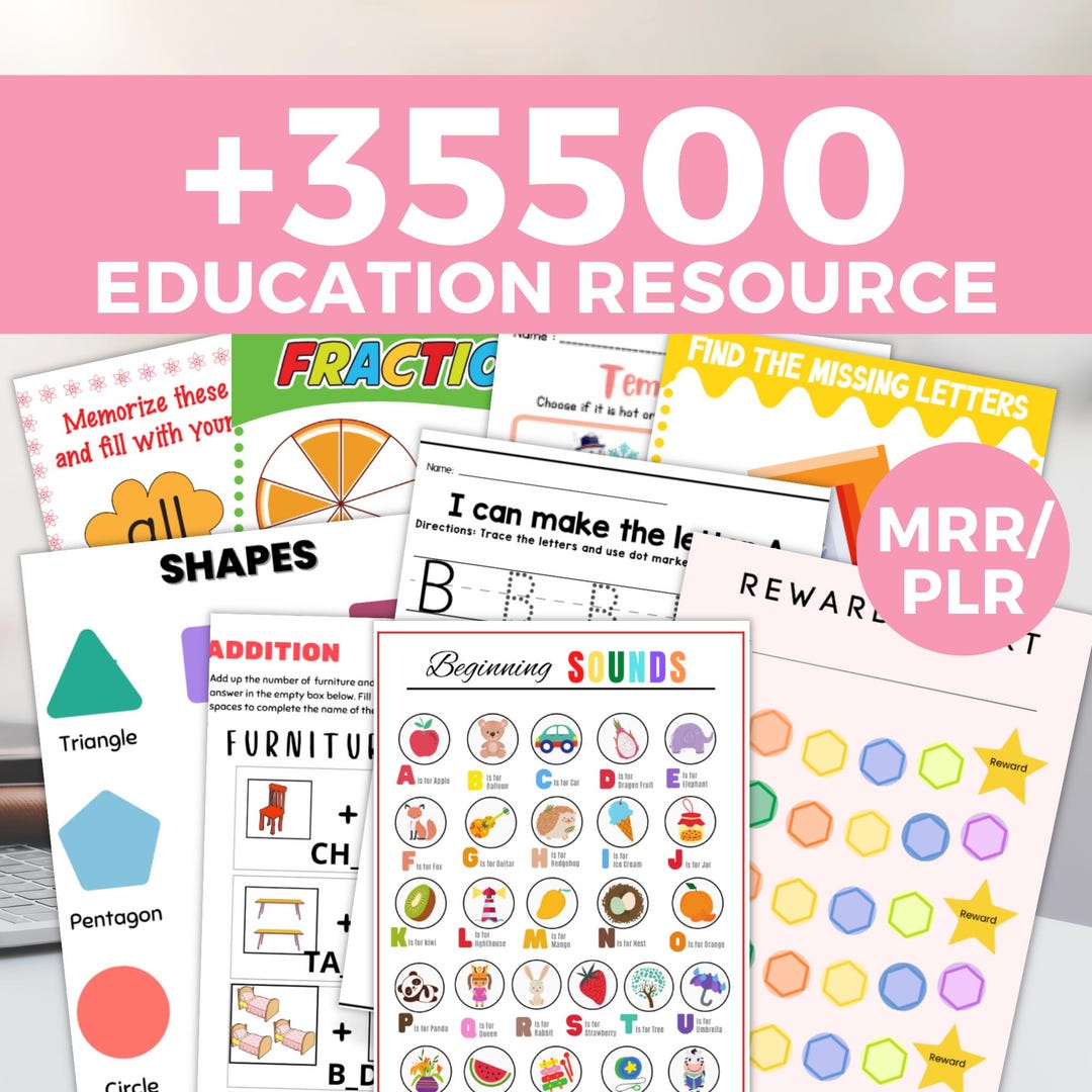 35,500+ Educational Kids Resources Bundle PLR MRR Resell Right ...