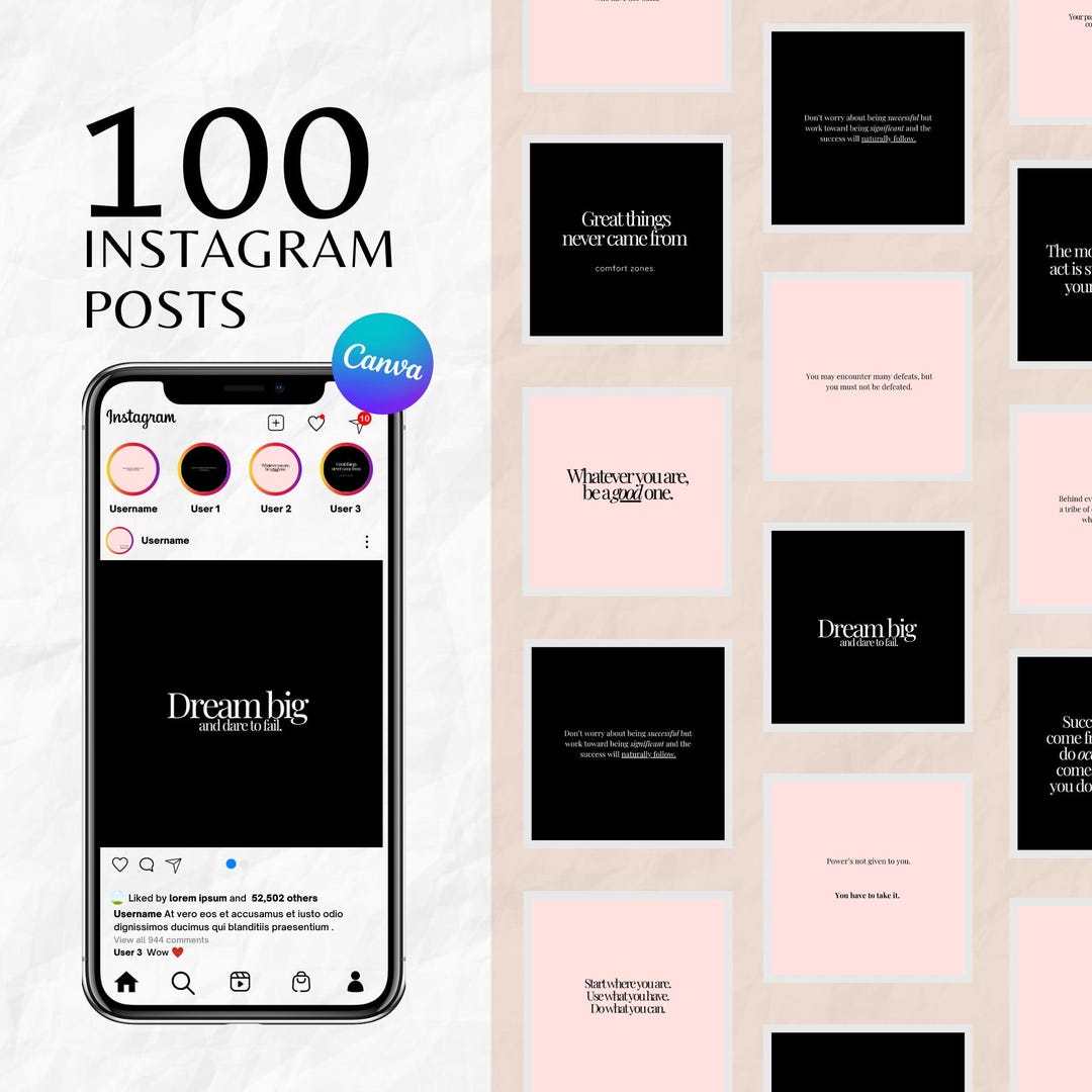 Social Medias Post Template, 100 Instagram Quote Post Templates ...