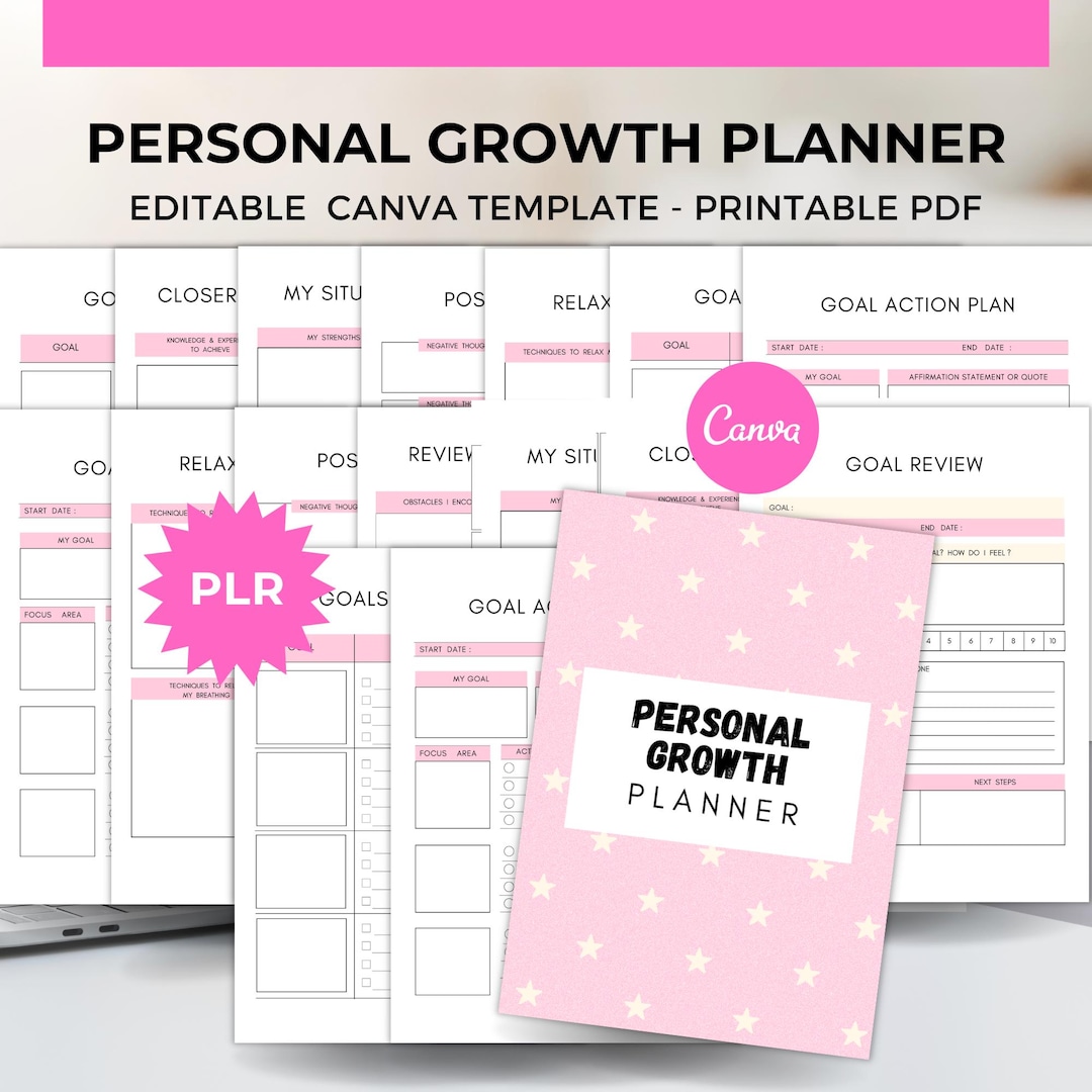 Personal Growth Planner Canva Template Plr, Personal Growth Workbook ...