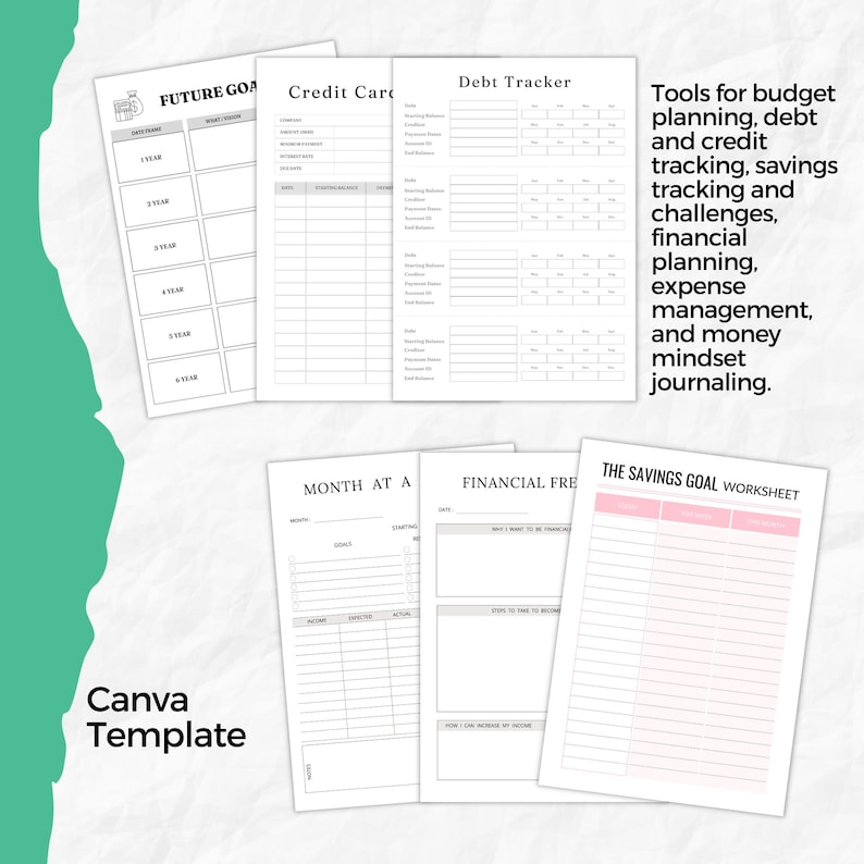 Budget Planner Finances Bundle Canva Template, Personal Finances Budget ...