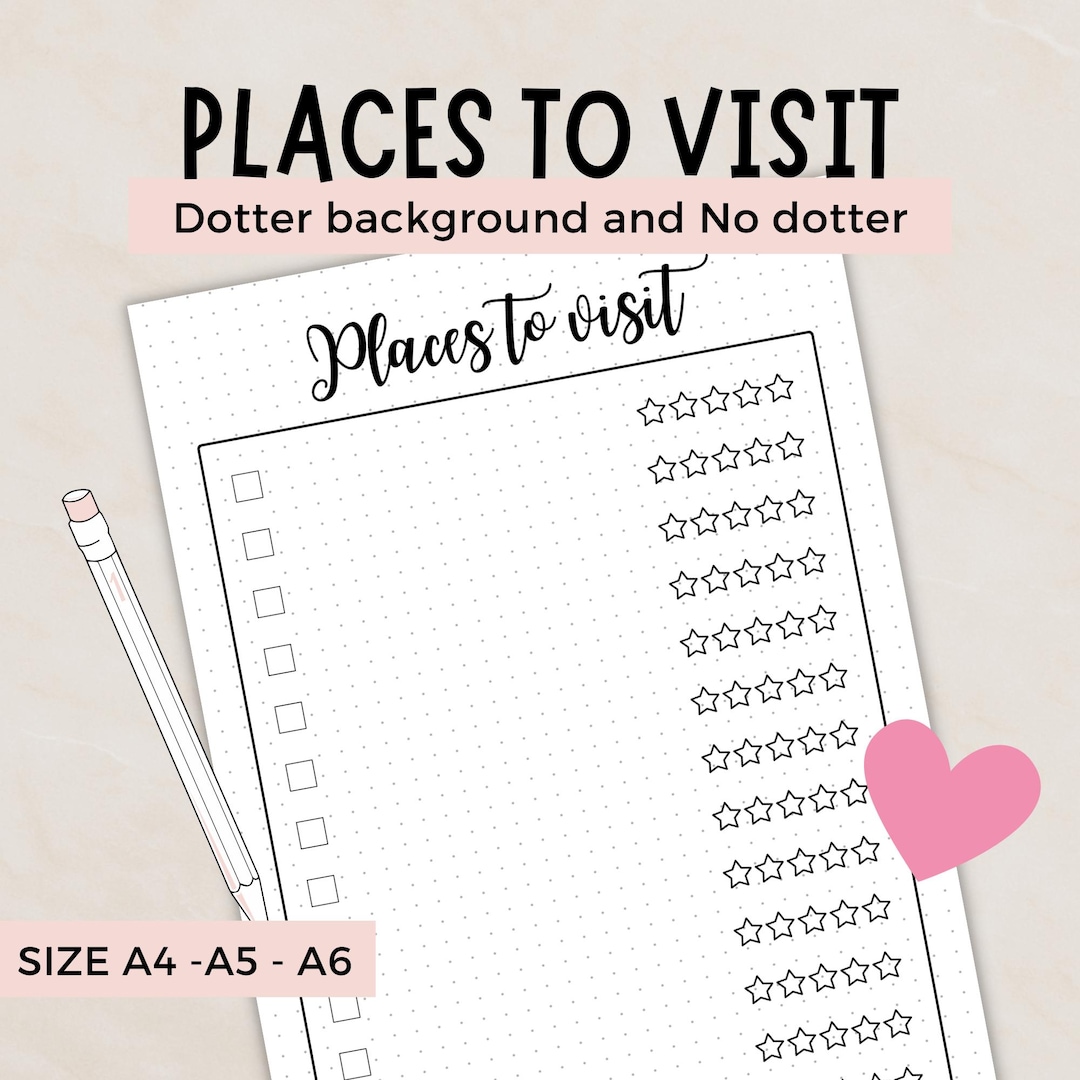 Places to Visit Planner Page - Printable Travel Bucket List - Vacation ...