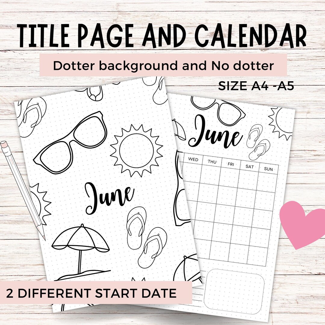 June Title Page, June Calendar,printable Calendar,june Journal Cover ...