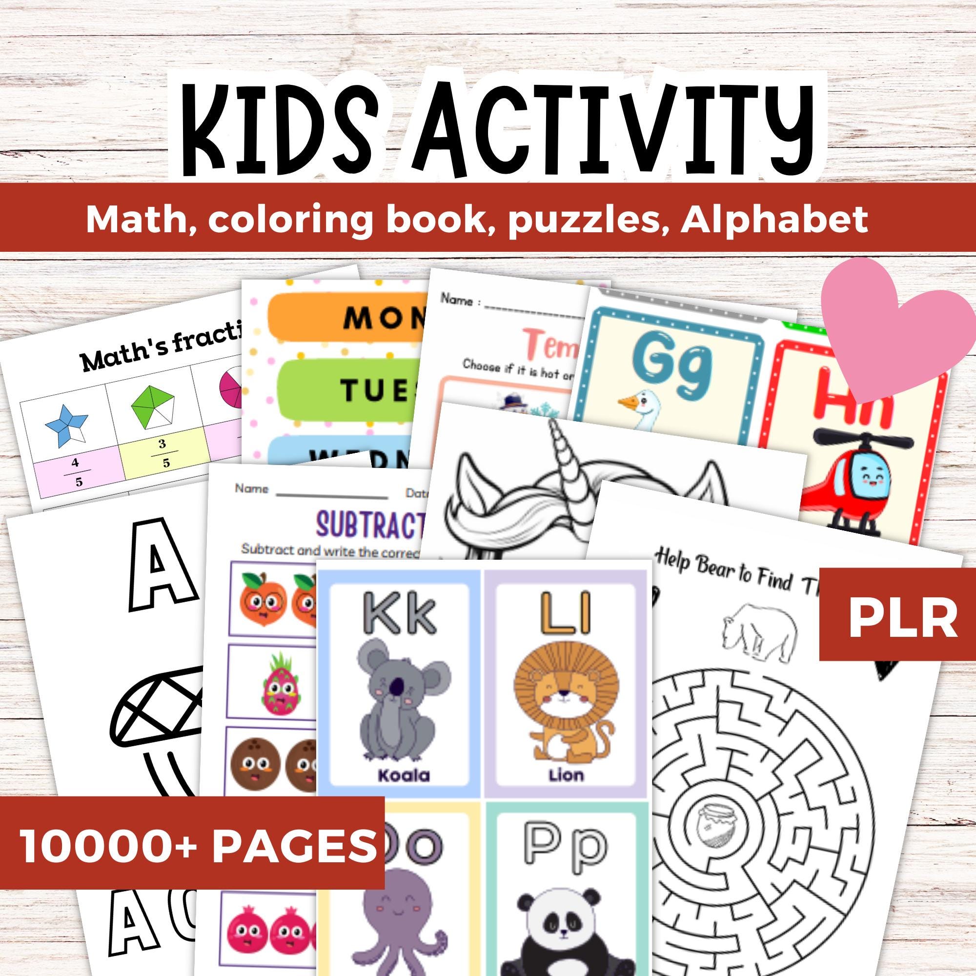 10000+ Kids Activity Bundle , Math, Coloring Book, Puzzles, Alphabet ...