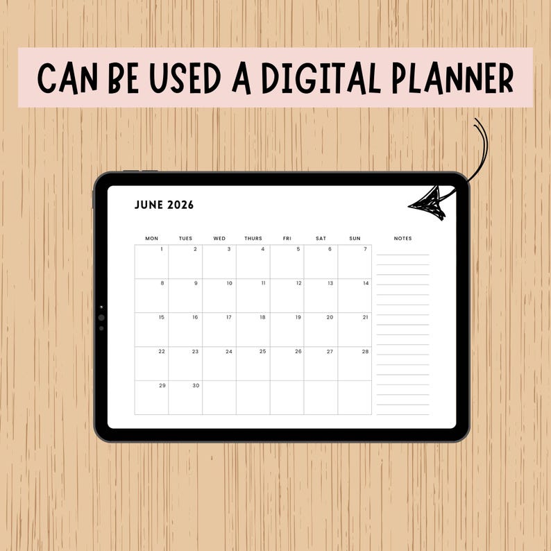 2026 Calendar Monthly Planner Landscape Printable 12 Months Included A4 ...