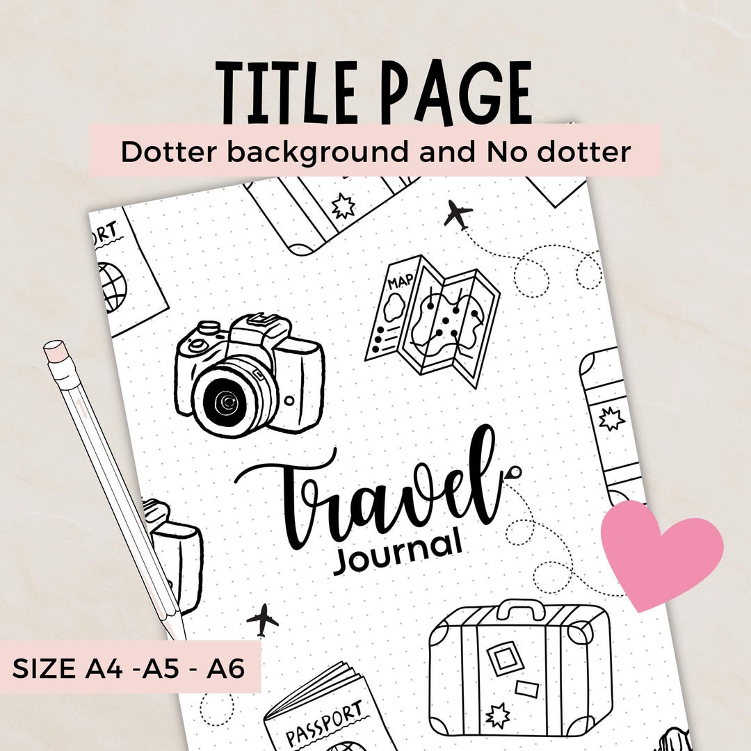 Travel Journal Cover Page - Printable Travel Planner Title Page ...