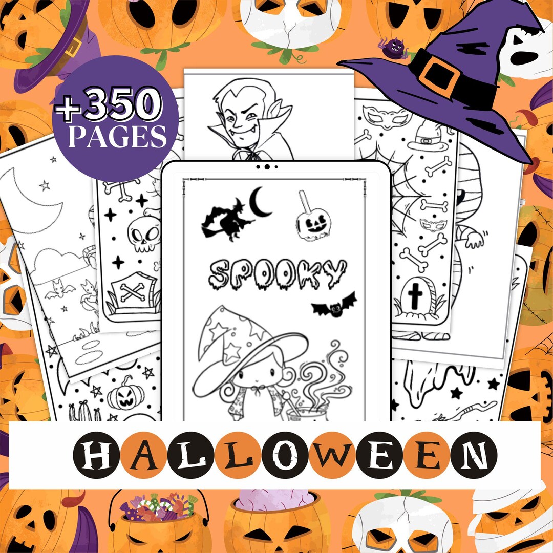 Halloween Coloring Pages for Kids Printable Coloring Book With Spooky ...
