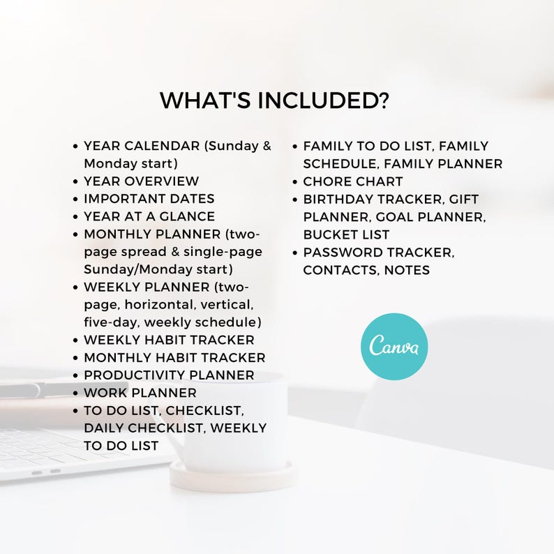 Essential Planner Bundle Kit Editable Canva Template PLR, Printable ...