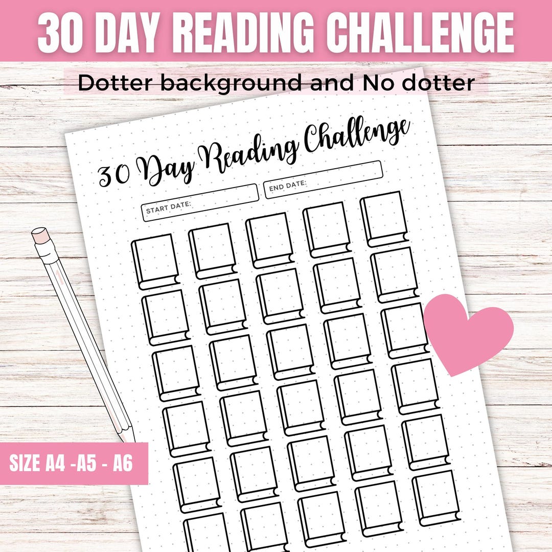 30 Day Reading Challenge Printable – Reading Tracker Bullet Journal ...