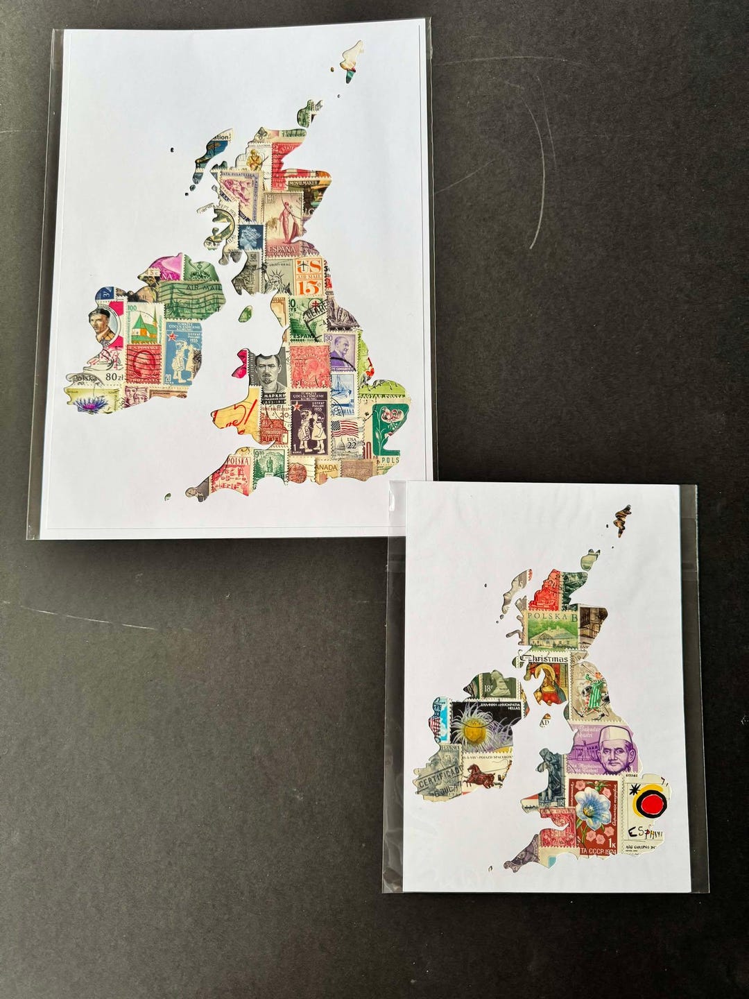 Postage Stamp Print - Map of UK - Etsy