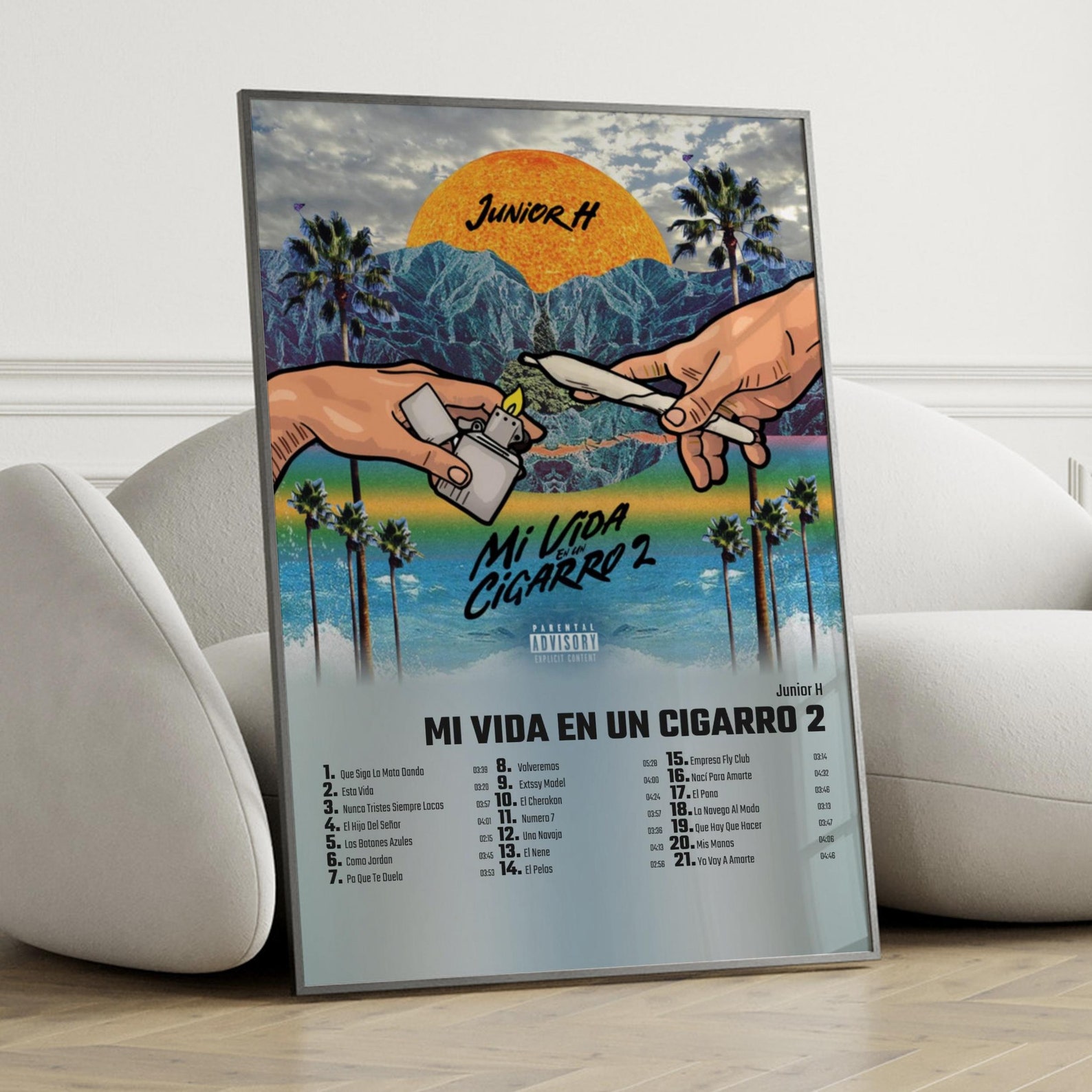 Junior H Mi Vida En Un Cigarro 2 Album Cover Poster Wall Art Junior H