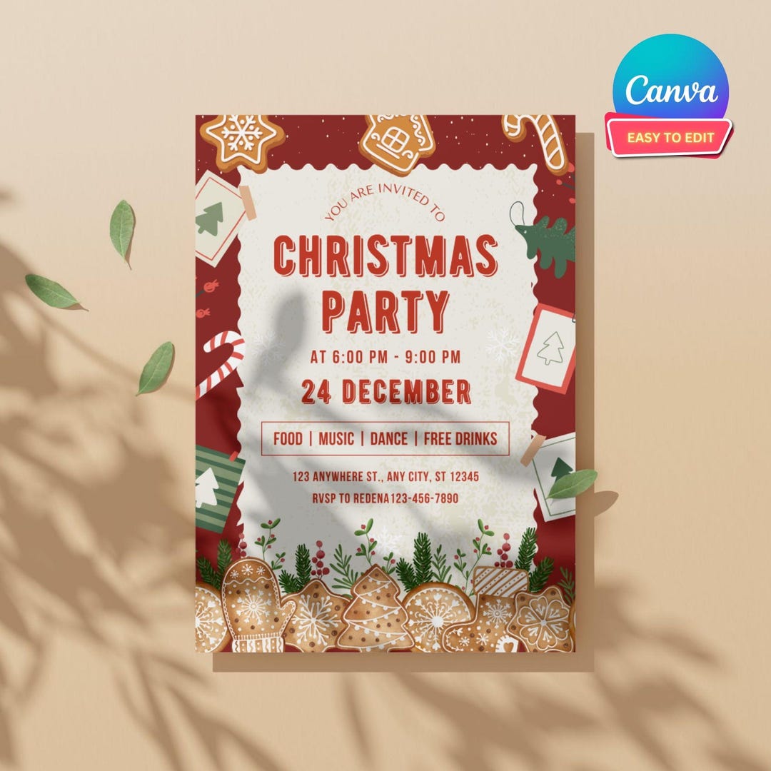 Christmas Party Invitation, Christmas Party Invite, Christmas Party ...