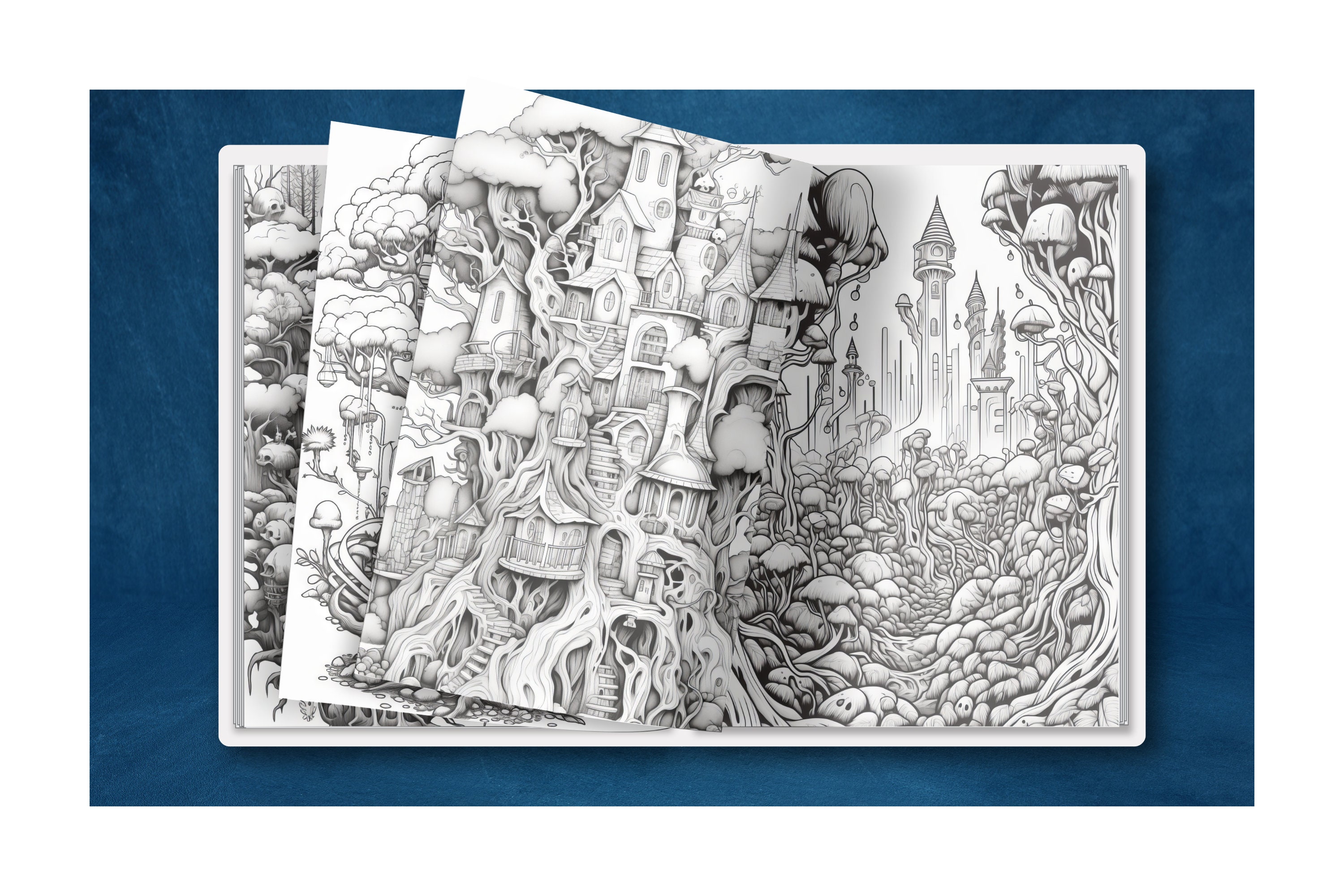 Printable Fantasy Forests Coloring Pages - Etsy