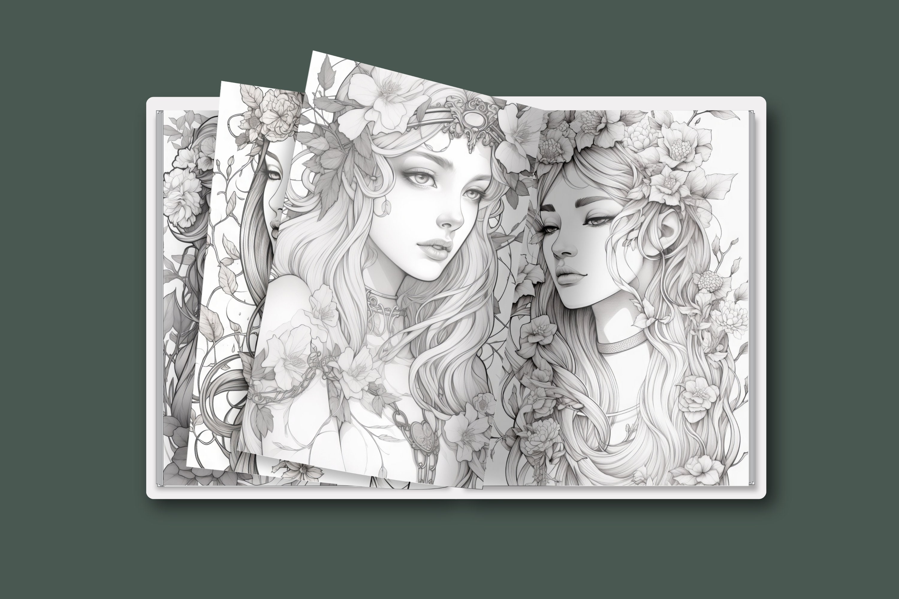 Printable Fantasy Fairies Coloring Pages for Adults - Etsy