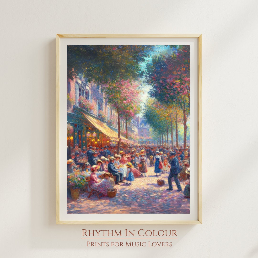 Vintage Street Party Print Claude Monet Painting Style Poster Music ...