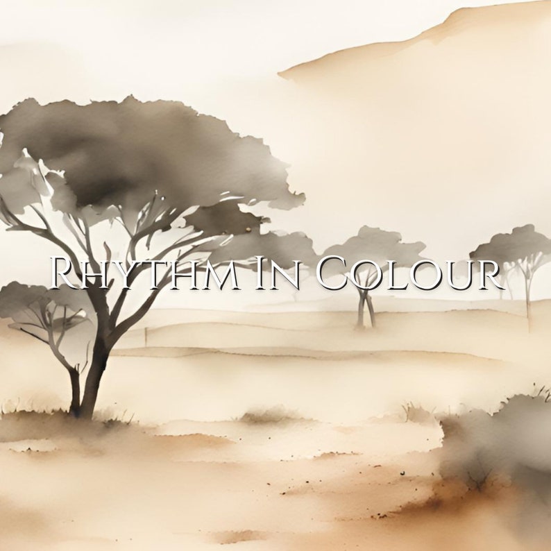 African Savannah Watercolor Print: Neutral Landscape Wall Art - Etsy